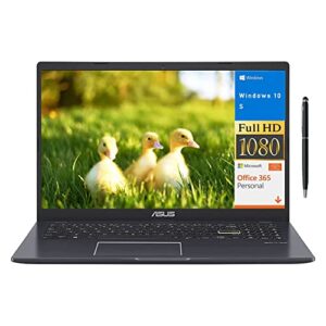 asus laptop l510 ultra thin laptop, 15.6?fhd display, intel celeron n4020 cpu, 4gb ram ddr4, 128gb emmc storage, backlit keyboard, 1 year office 365, windows 10 s, twe pen