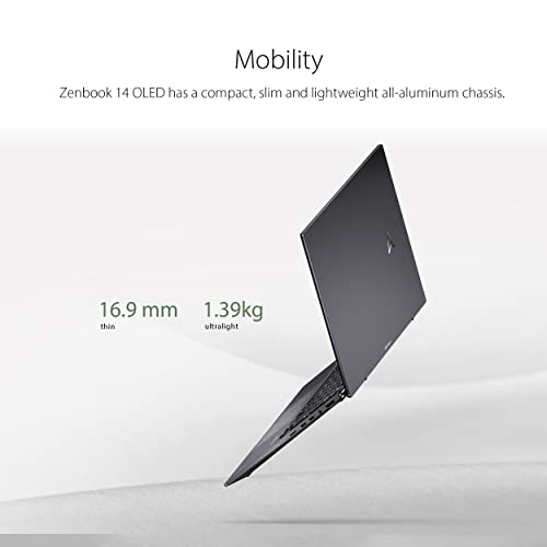 ASUS ZenBook Laptop 14” 2.8K OLED Display, AMD Ryzen 7 5825U CPU, Radeon Graphics, 8GB RAM, 512GB PCIe SSD, Windows 11 Home, Jade Black, UM3402YA-DS71