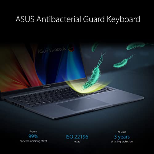 ASUS VivoBook 16X Laptop, 16" 4K OLED Display, Intel Core  i7-12700H CPU, Intel Iris Xe Graphics, 16GB RAM, 512GB SSD, Fingerprint Sensor, Windows 11 Home, Quiet Blue, F1603ZA-DS74