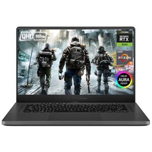 asus rog zephyrus g15 gaming laptop, 15.6″ 165hz qhd screen, amd ryzen 9 5900hs, nvidia geforce rtx 3060, 40gb ram, 1tb ssd, rgb backlit keyboard, fingerprint reader, hdmi, windows 11 home, gray