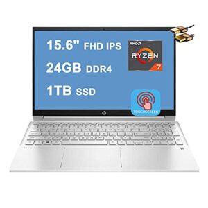 hp pavilion 15 laptop computer 15.6″ fhd ips touchscreen display amd octa-core ryzen 7 4700u (beats i7-10510u) 24gb ddr4 1tb ssd backlit keyboard b&o win10 + hdmi cable