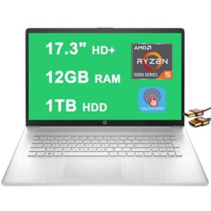 hp 17 business laptop computer 17.3″ hd+ touchscreen amd 5000 series hexa-core ryzen 5 5500u processor (beats i7-1160g7) 12gb ram 1tb hdd usb-c amd radeon graphic win11 silver + hdmi cable