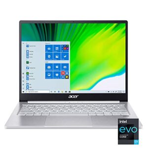 acer swift 3 intel evo thin & light laptop, 13.5″ 2256 x 1504 ips, intel core i7-1165g7, intel iris xe graphics, 8gb lpddr4x, 512gb nvme ssd, wi-fi 6, fingerprint reader, back-lit kb, sf313-53-78ug