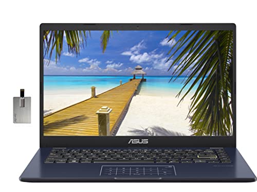 ASUS 2022 14" HD Laptop, Intel Celeron N4020 Processor, 4GB RAM, 128GB eMMC Flash Memory, Intel HD Graphics 500, HD Webcam, Windows 11 Home, Star Black, 32GB SnowBell USB Card