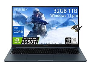 samsung galaxy book odyssey 15.6″ fhd (intel core i7-11600h, 32gb ram, 1tb ssd, rtx 3050 ti) gaming & business laptop, 12 hr battery, backlit kb, fingerprint, type-c, webcam, ist hdmi, win 11 pro