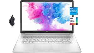 hp laptop, 17″ hd+ anti-glare screen, 11th gen intel core i5-1135g7, intel iris xe graphics, long battery life, webcam, hdmi, mics, windows 11 home, silver, microfiber cloth (32gb ram | 1tb ssd)