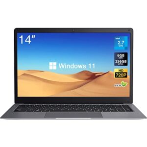 bitecool windows 11 laptop, 14 inches hd clear display, intel celeron j4005 dual core, 6gb ram and 256gb ssd laptop computer, 2.4g wifi, bt4.0, long lasting battery, mic