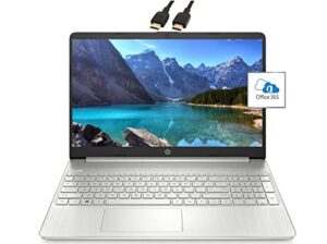 2022 hp pavilion premium laptop , 15.6” fhd display, amd athlon n3050, 16gb ram, 1tb ssd, webcam, thin & portable, office 365 1-year, long battery life, windows 11, natural silver, rokc hdmi cable