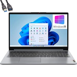 lenovo ideapad 1 15 15.6″ laptop computer, amd athlon silver 3050u up to 3.2ghz, 8gb ddr4 ram, 128gb emmc + 256gb ssd, wifi 6, bluetooth 5.0, type-c, cloud grey, windows 11 s, broag extension cable