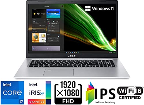 Acer Aspire 5 17.3" FHD IPS Premium Business Laptop, 11th Gen Intel Core i7-1165G7 Processor Upto 4.7Mhz, Intel Iris Xe Graphics, Backlit KB, Fingerprint, RJ-45, Win11 Home(8GB|512GB SSD)