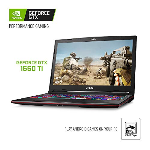 MSI GL63 9SDK-614 15.6" Gaming Laptop, 144Hz Display, Intel Core i7-9750H, NVIDIA GeForce GTX1660Ti, 16GB, 256GB NVMe SSD + 1TB HDD