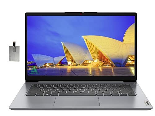 Lenovo 2022 Ideapad 1i 14" HD Laptop, Intel Celeron N4020 Processor, 4GB RAM, 128GB PCIe SSD, Intel HD Graphics 500, HD Webcam, Stereo Speakers, Cloud Grey, Windows 11 S, 32GB Snowbell USB Card