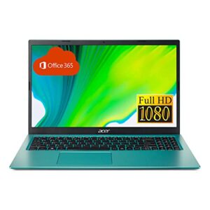 acer aspire thin and light laptop, 15.6″ fhd display, intel celeron dual-core n4500 processor, 8gb ram, 256gb ssd, webcam, wifi, hdmi, bluetooth, windows 10, electric blue + one year office365