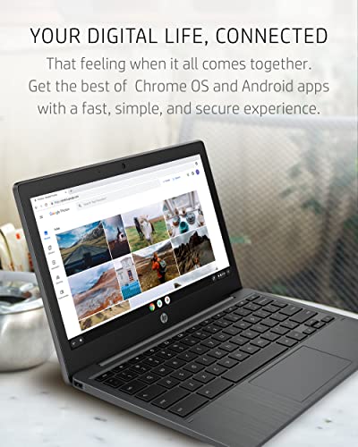 HP Chromebook 11 Laptop, MediaTek MT8183, 4 GB RAM, 64 GB eMMC, 11.6" HD Touchscreen, Chrome OS, Long Battery Life, USB-C Port, Custom-Tuned Speakers, Lightweight (11a-na0100nr, 2022, Ash Gray)