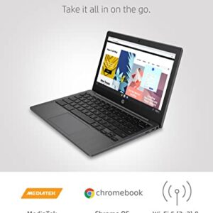 HP Chromebook 11 Laptop, MediaTek MT8183, 4 GB RAM, 64 GB eMMC, 11.6" HD Touchscreen, Chrome OS, Long Battery Life, USB-C Port, Custom-Tuned Speakers, Lightweight (11a-na0100nr, 2022, Ash Gray)