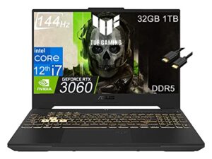 asus tuf gaming f15 15.6″ fhd 144hz ( intel 12th gen i7-12700h, 32gb ddr5 ram, 1tb pcie ssd, geforce rtx 3060 6gb) gaming laptop, rgb backlit, wi-fi 6, type-c, mux switch, ist hdmi, win 11 home