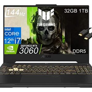 ASUS TUF Gaming F15 15.6" FHD 144Hz ( Intel 12th Gen i7-12700H, 32GB DDR5 RAM, 1TB PCIe SSD, GeForce RTX 3060 6GB) Gaming Laptop, RGB Backlit, Wi-Fi 6, Type-C, MUX Switch, IST HDMI, Win 11 Home