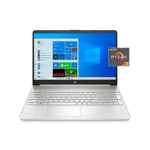 2021 HP 15.6inch FHD Display Laptop puter, AMD Ryzen 3-3250U Processor, 8GB DDR4 RAM, 128GB SSD, Radeon Graphics, HD Webcam, HDMI, Win 10S, Silver, 32GB SnowBell USB Card Natural Silver RAM | SSD