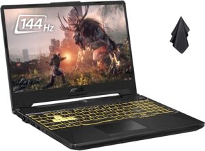 asus 2021 tuf f15 gaming laptop, 15.6″ 144hz fhd display, intel core i7-10870h up to 5.00 ghz, geforce gtx 1660 ti, 32gb ram, 1tb ssd + 1tb hdd, rgb backlit kb, rj-45 ethernet, win 10 + oydisen cloth