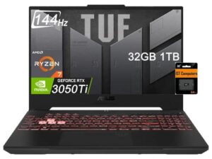 asus tuf gaming a15 15.6″ fhd 144hz (32gb ddr5 ram, 1tb pcie ssd, amd 8-core ryzen 7 6800h (beat i7-11800h), rtx 3050 ti) gaming laptop, rgb backlit, type-c, wi-fi 6, free hdmi, win 11 home