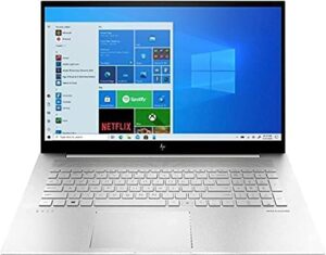 hp envy fhd ips touchscreen laptop 11th gen intel core i7-1165g7 12gb memory 512gb ssd + 32gb intel optane iris xe graphics backlit keyboard fingerprint reader natural silver, 17-30.99 inch