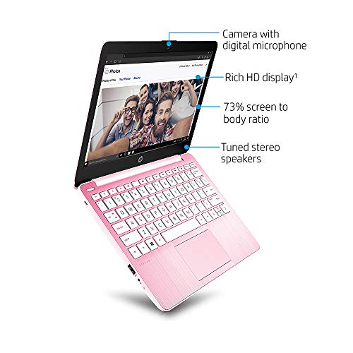 2021 HP Stream 11.6" HD Laptop Computer, Intel Celeron N4000 Processor, 4GB RAM, 64GB eMMC , 1-Year Office 365, Webcam, Intel UHD Graphics 600, Bluetooth, Windows 10 S, Pink, 32GB SnowBell USB Card