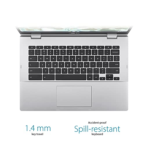 ASUS Chromebook CX1, 14" Full HD NanoEdge Display, Intel Celeron N3350 Processor, 64GB eMMC, 4GB RAM, Chrome OS, Transparent Silver, CX1400CNA-AS44FV