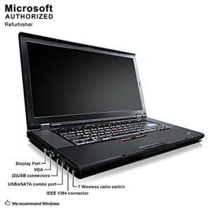 Lenovo ThinkPad T520 Laptop Notebook - Intel Core i5 2.5GHz - 8GB DDR3 - 128GB SSD - 15.6in Display- DVD - Windows 10 Pro (Renewed)