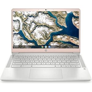 hp chromebook 14a-na0018ds 14″ hd touchscreen intel celeron n4020, 4gb lpddr4 ram, 128gb emmc, chrome os, pale rose (renewed)