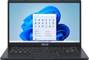 asus e410 14″ lightweight laptop computer, intel celeron n4020, 4gb ddr4 ram, 64gb emmc, 802.11ac wifi, bluetooth, hdmi, webcam, star black, windows 11 s