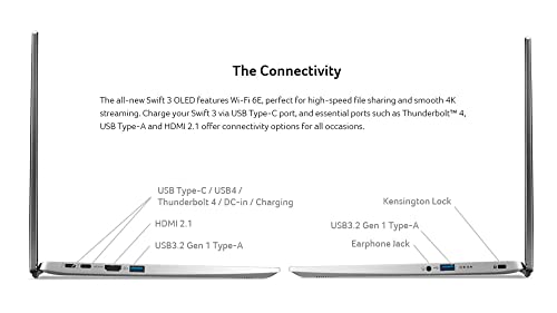 Acer Swift 3 OLED Intel Evo Thin & Light Laptop | 14" OLED 2880x1800 | Intel Core i7-12700H | Intel Iris Xe Graphics | 16GB LPDDR5 | 1TB SSD | Killer Wi-Fi 6E AX1675 | Windows 11 Home | SF314-71-75MW