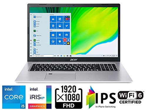 Acer Aspire 5 A517-52-59SV, 17.3" Full HD IPS Display, 11th Gen Intel Core i5-1135G7, Intel Iris Xe Graphics, 8GB DDR4, 512GB NVMe SSD, WiFi 6, Fingerprint Reader, Backlit Keyboard