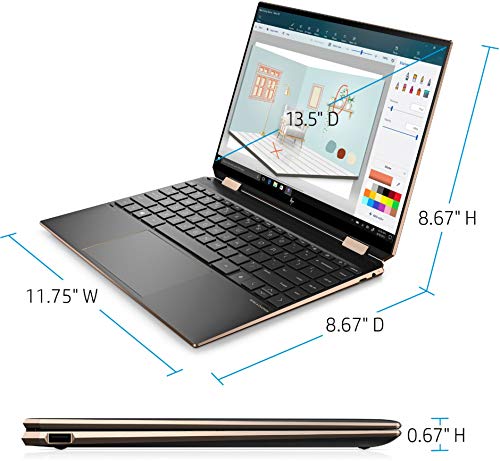 HP 2022 Spectre 13.5" 3K2K OLED Touch 2-in-1 Laptop Intel EVO 11th Core i7-1195G7 Iris Xe Graphics 16GB DDR4 1TB SSD WiFi 6E HDMI Thunderbolt4 Backlit KB Fingerprint Windows 11 Pro w/ Pen and RE USB