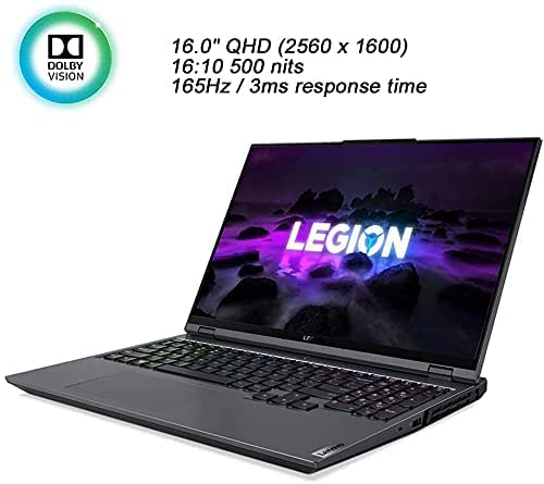 Lenovo Legion 5 Pro Gaming Laptop, 16.0" 500 nits QHD (2560x1600) IPS 165Hz, Ryzen 7 5800H, GeForce RTX 3060 6GB, TGP 130W, Win 11 Home, with HDMI Cable (32GB RAM | 1TB PCIe SSD)