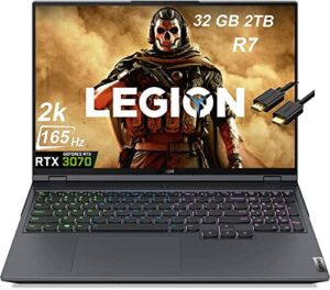 lenovo 2022 legion 5 pro 16″ wqxga 2k ips 165hz g-sync (8-core ryzen 7-5800h, rtx 3070 8gb, 32gb ram, 2tb pcie ssd) gaming laptop, rgb backlit, nahimic, hdr 400, ist cable, windows 11 home, grey