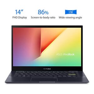 ASUS VivoBook Flip 14 Thin and Light 2-in-1 Laptop, 14” FHD Touch Display, AMD Ryzen 5 5500U, 8GB RAM, 512GB SSD, Stylus, Fingerprint Reader, Windows 10 Home, Bespoke Black, TM420UA-DS52T