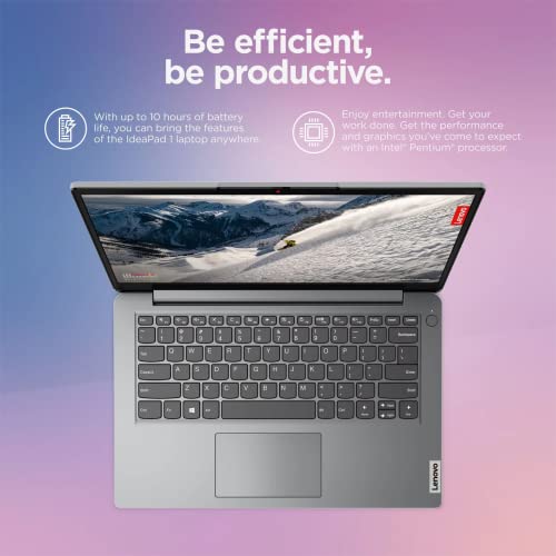 Lenovo Newest Ideapad 1i 14" HD Laptop Computer for Home & Office, Quad Core Intel Pentium Silver N5030, 4GB RAM, 128GB eMMC, Wi-Fi, Bluetooth 5, Webcam, Grey, Windows 11 Home in S Mode, w/Battery