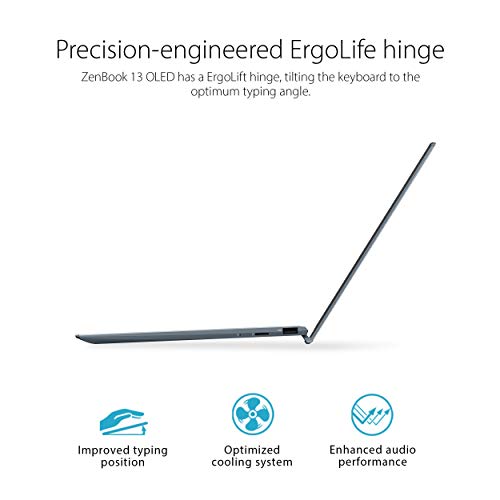 ASUS ZenBook 13 Ultra-Slim Laptop, 13.3” OLED FHD NanoEdge Bezel Display, Intel Core i7-1165G7, 16GB LPDDR4X RAM, 512GB SSD, NumberPad, Thunderbolt 4, Wi-Fi 6, Windows 10 Pro, Pine Grey, UX325EA-XS74