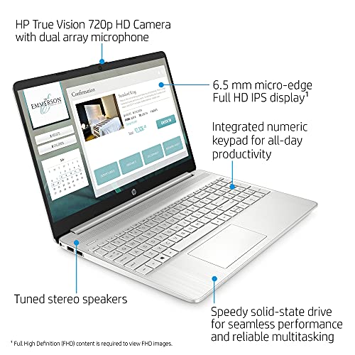 HP 15.6'' FHD Business Laptop, AMD Athlon N3050 Processor, Windows 10 Home, 8GB RAM, 256GB SSD, Wi-Fi, Bluetooth, Webcam, HDMI, SD Reader, Fast Charge, Microsoft Office 365 | 32GB Tela USB Card