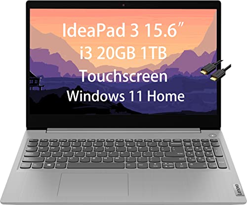 Lenovo IdeaPad 3 15.6" Touchscreen Business Laptop (Intel Core i3-1115G4, 20GB RAM, 1TB PCIe SSD, (Beats i5-8265U)) Wi-Fi 6, Webcam, IST HDMI Cable, Win 11 Home - 2023 Model