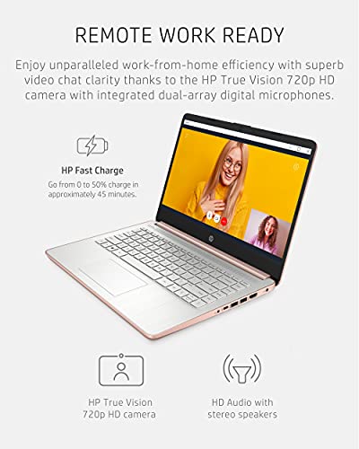 HP 14 Laptop, Intel Celeron N4020, 4 GB RAM, 64 GB Storage, 14-inch Micro-Edge HD Display, Windows 10 Home, Rose Gold (Renewed)