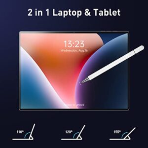 BQVV 2 in 1 Laptop Touchscreen Computer, Intel Quad Core J4105 12GB RAM, 256GB SSD, 12.3" HD Display Windows 11 Convertible Laptop with Detachable Keyboard and Stylus Pen, WiFi, Bluetooth, Webcam