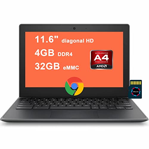 HP Chromebook 11 Business Laptop | 11.6" Diagonal HD Display | AMD A4-9120C APU Processor | 4GB DDR4 32GB eMMC | AMD Radeon R4 Graphics Webcam BT ChromeOS Black + 32GB MicroSD Card