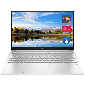 hp pavilion 15 laptop, 15.6″ fhd touchscreen, amd ryzen 5 5500u processor, 32gb ram, 1tb ssd, backlit keyboard, wifi 6, fingerprint reader, b&o audio, webcam, windows 11 home, silver