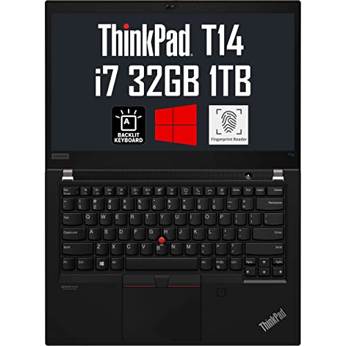 Lenovo ThinkPad T14 14" FHD (Intel Quad-Core i7-1165G7, 32GB RAM, 1TB PCIe SSD, UHD Graphics, IPS) Business Laptop, Backlit Keyboard, 2 x Thunderbolt 4, Fingerprint, Windows 10 Pro / Windows 11 Pro