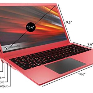 Gateway 15.6 FHD Ultra Slim Notebook in Red Intel Quad Core up to 3.1Ghz 4GB DDR4 128GB SSD Tuned by THX Audio HDMI Cortana Webcam Windows 11 (Renewed)