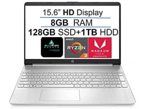 newest hp 15 15.6″ hd display laptop computer, amd ryzen 3 3250u(up to 3.5ghz, beat i3-8130u), 8gb ddr4 ram, 128gb ssd+1tb hdd, wifi, bluetooth, hdmi, webcam, remote work, win 10 s, allyflex mp