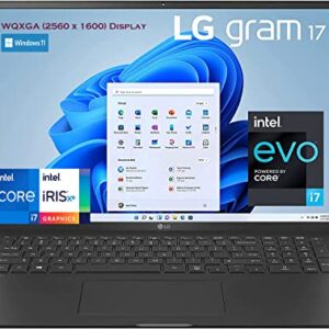 LG Gram 17 Ultra-Lightweight Laptop, 17" IPS WQXGA (2560 x 1600) 16:10 DCI-P3 99% Display, Intel Evo i7-1195G7, 2X Thunderbolt4, 20 Long Battery Life, Wi-Fi 6, Webcam (16GB 4266MHz RAM | 1TB PCIe SSD)