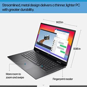 HP ENVY x360 Convertible-Laptop, AMD Ryzen 5 5625U, 8 GB-RAM, 512 GB SSD, 15.6' FHD Touchscreen, Windows 11 Home, HP Fast Charge, Camera-Cover, Mute Button & Fingerprint Reader (15-eu1010nr, 2022)