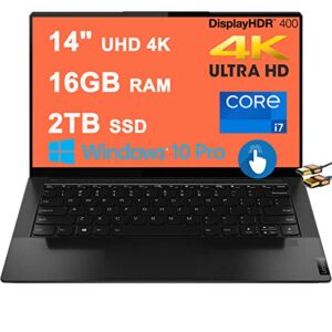 lenovo ideapad slim 9i 14 business laptop 14″ uhd 4k touchscreen (500nits, displayhdr 400) 11th gen intel quad-core i7-1165g7 16gb ram 2tb ssd fingerprint backlit thunderbolt win10pro + hdmi cable